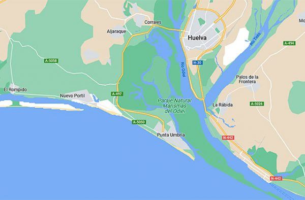 Paraje Natural Marismas del Odiel en la provincia Huelva